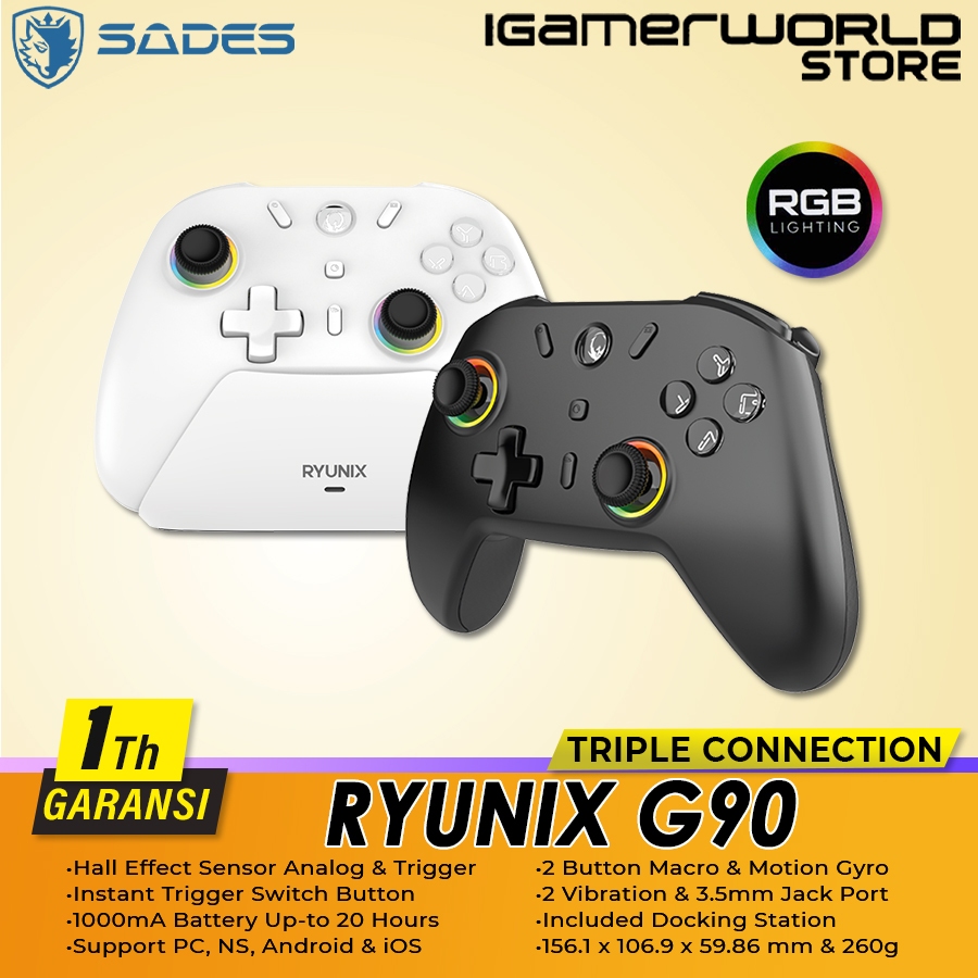 Jual Ryunix G90 / G 90 Hall Effect Wireless Triple Connection Gamepad for PC NS Android iOS ...