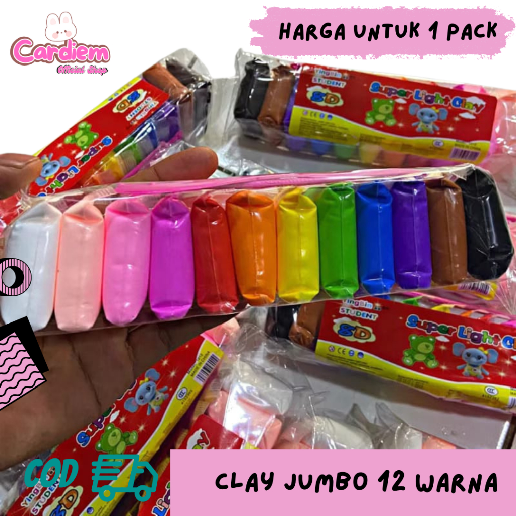 Jual Super Light Clay 12 Warna Clay Mainan Anak Lembut dan Aman ...