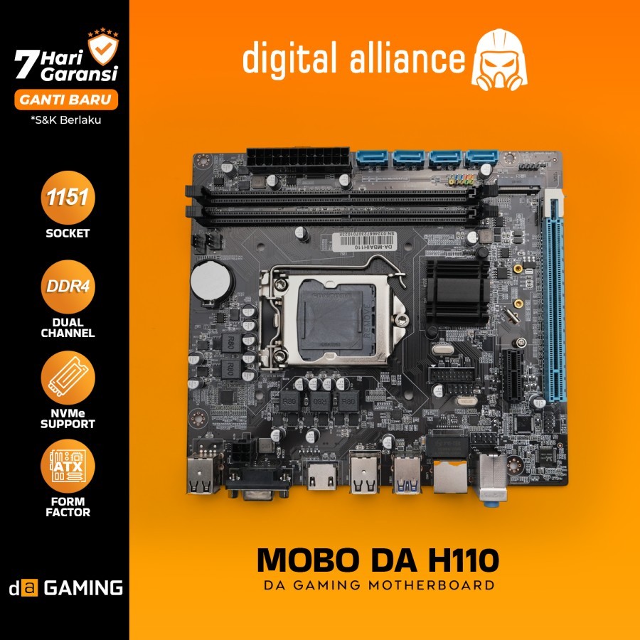 Jual MOTHERBOARD DIGITAL ALLIANCE H110 M-ATX DDR4 NVME MOBO MAINBOARD INTEL LGA 1151 | Shopee ...