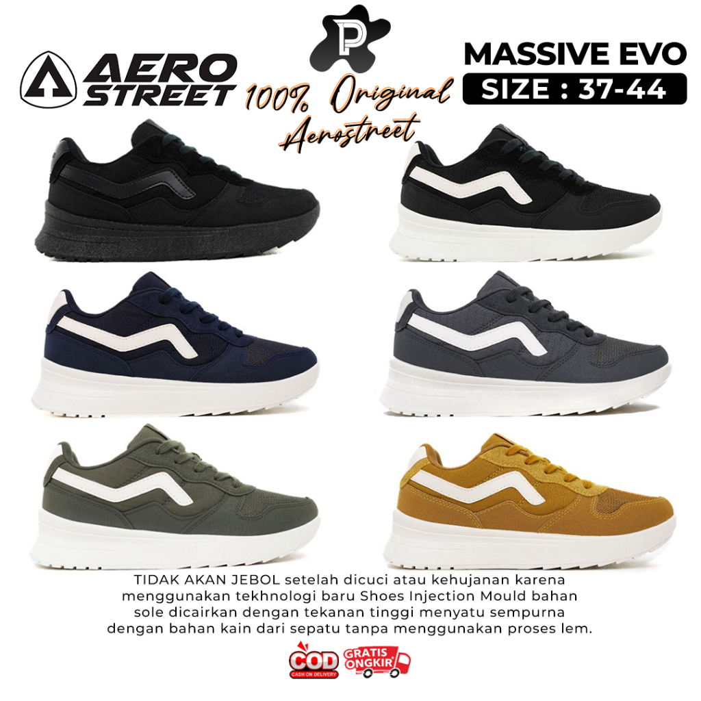 Jual Aerostreet 37-44 Massive Evo All Black / Natural Hitam Emas ...
