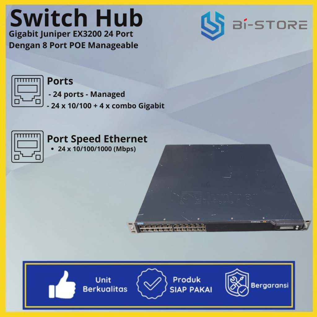 Jual Switch Hub Gigabit Juniper EX3200 24 Port Dengan 8 Port POE ...