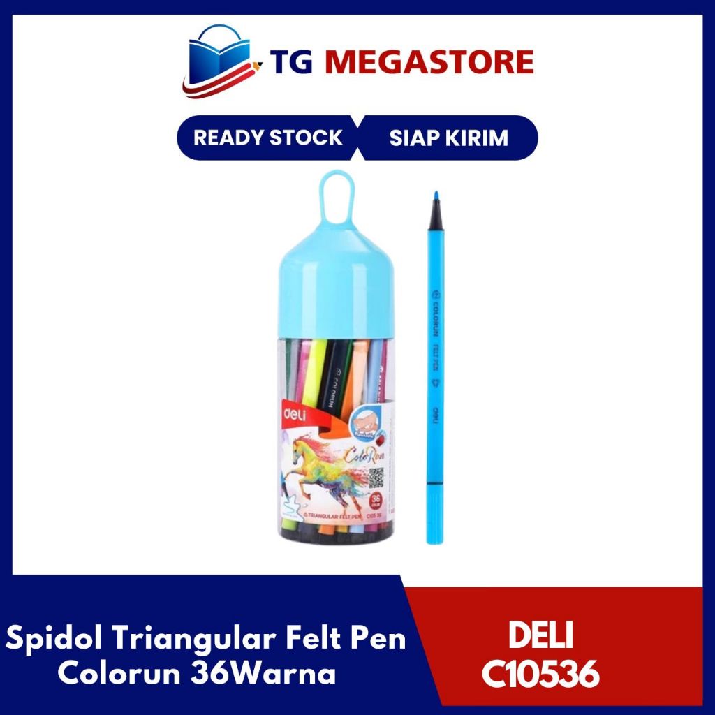 Jual Spidol DELI Triangular Felt Pen Colorun 36Warna - C10536 | Shopee ...