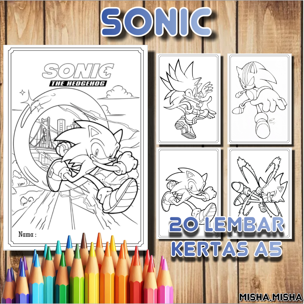 Jual 20 Lembar Kertas Mewarnai SONIC ( A5 ) | Shopee Indonesia
