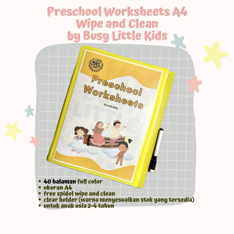 Jual Preschool Worksheet Wipe and Clean by Busy Little Kids 40 halaman ...