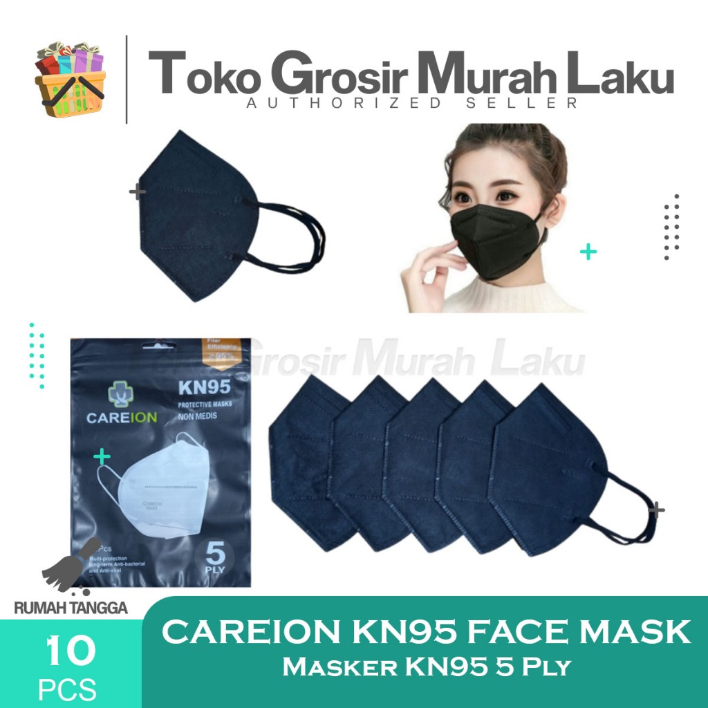 Jual Masker KN95 HITAM Care ion ISI 10 PCS Masker N95 Masker KN 95 ...