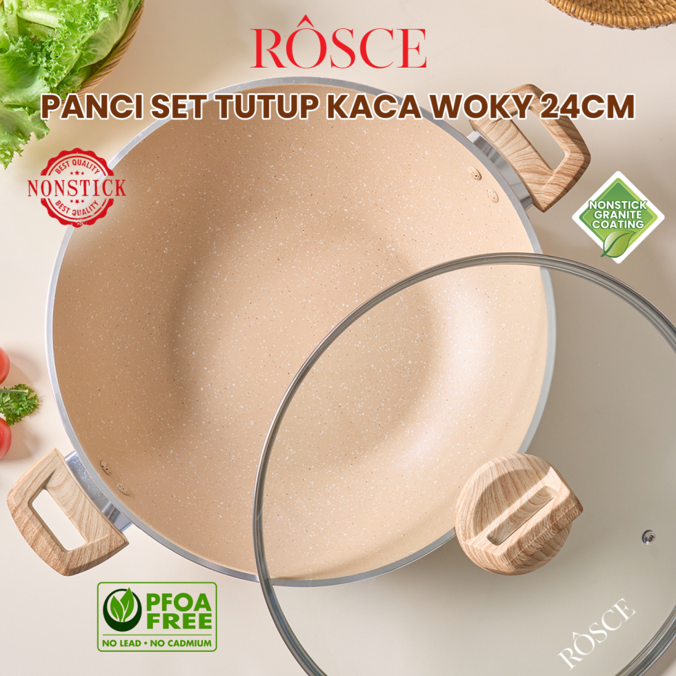 Jual HALOMURAH Wajan set tutup rosce woky 24 cm wok pan / wokpan tutup kaca kuali 2gagang panci ...