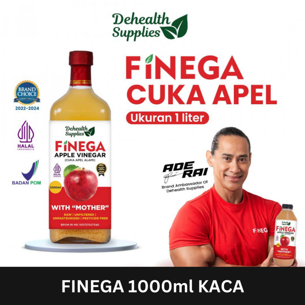 Jual Finega Cuka Apple 1000ml Botol Kaca | Shopee Indonesia