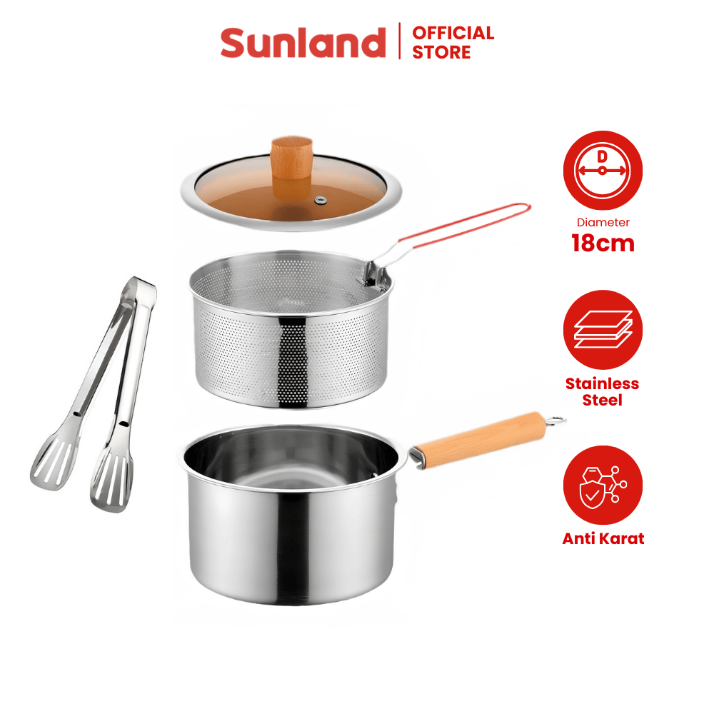 Jual SUNLAND Deep Fryer 4 in 1 Multi Set Panci Penggorengan Rebus ...