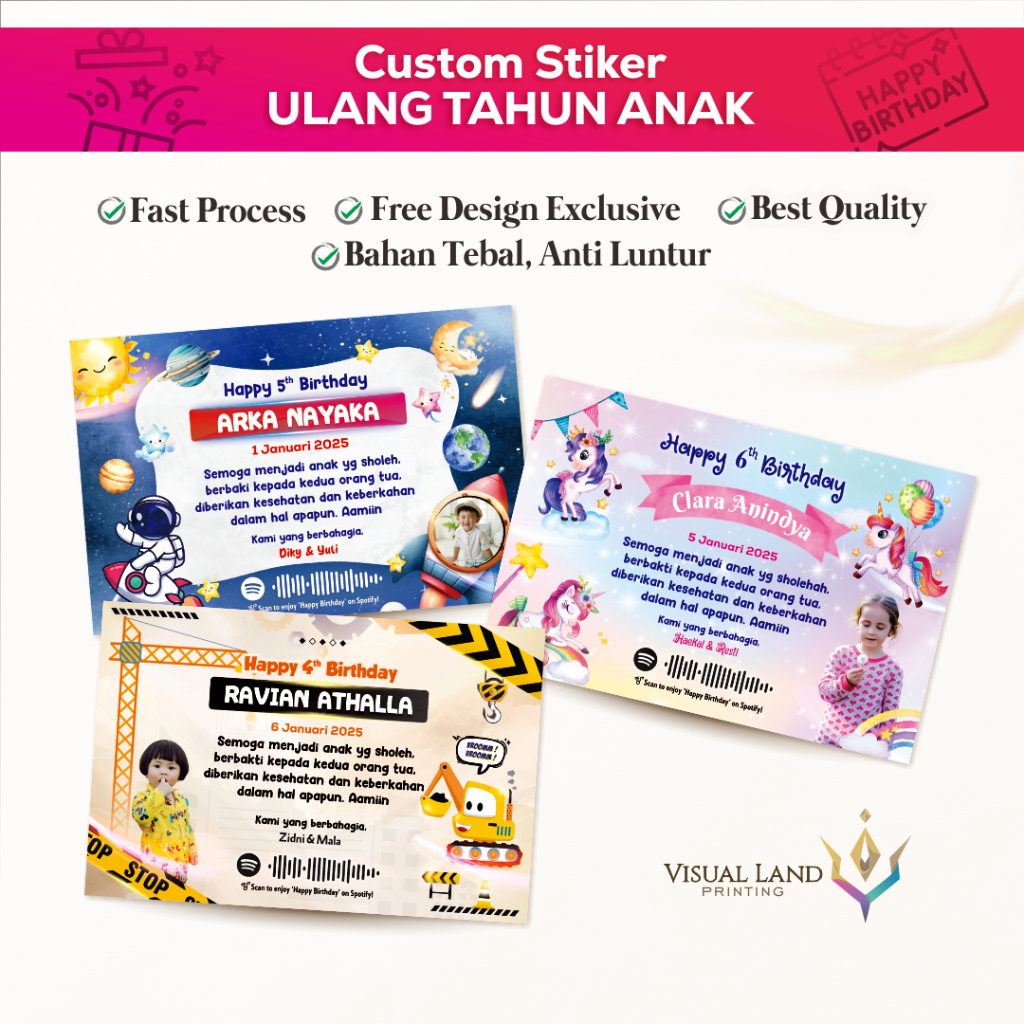 Jual Sticker Stiker Kotak Nasi Box Kartu Ucapan Label Birthday Ultah ...