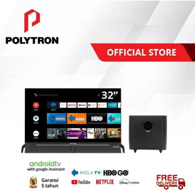 Jual TV LED 32 inci Polytron HD Ready GOOGLE TV SOUNDBAR PLD-32BG9058 | Shopee Indonesia