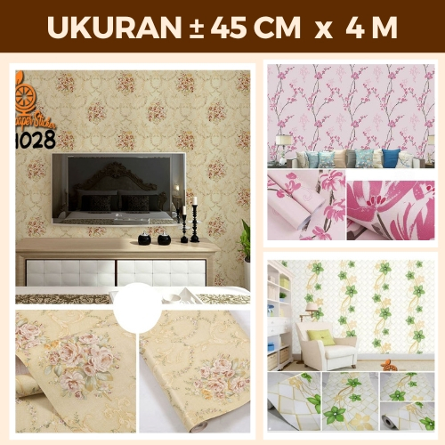 Jual Sticker Wallpaper Dinding Motip Bunga Shaby Cream Soft Walpaper ...