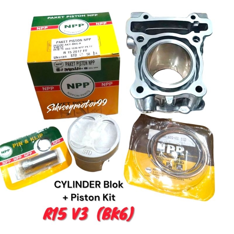 Jual BLOK SEHER R15 V3 + PISTON KIT Original NPP (Boringan/Bisa Korter ...