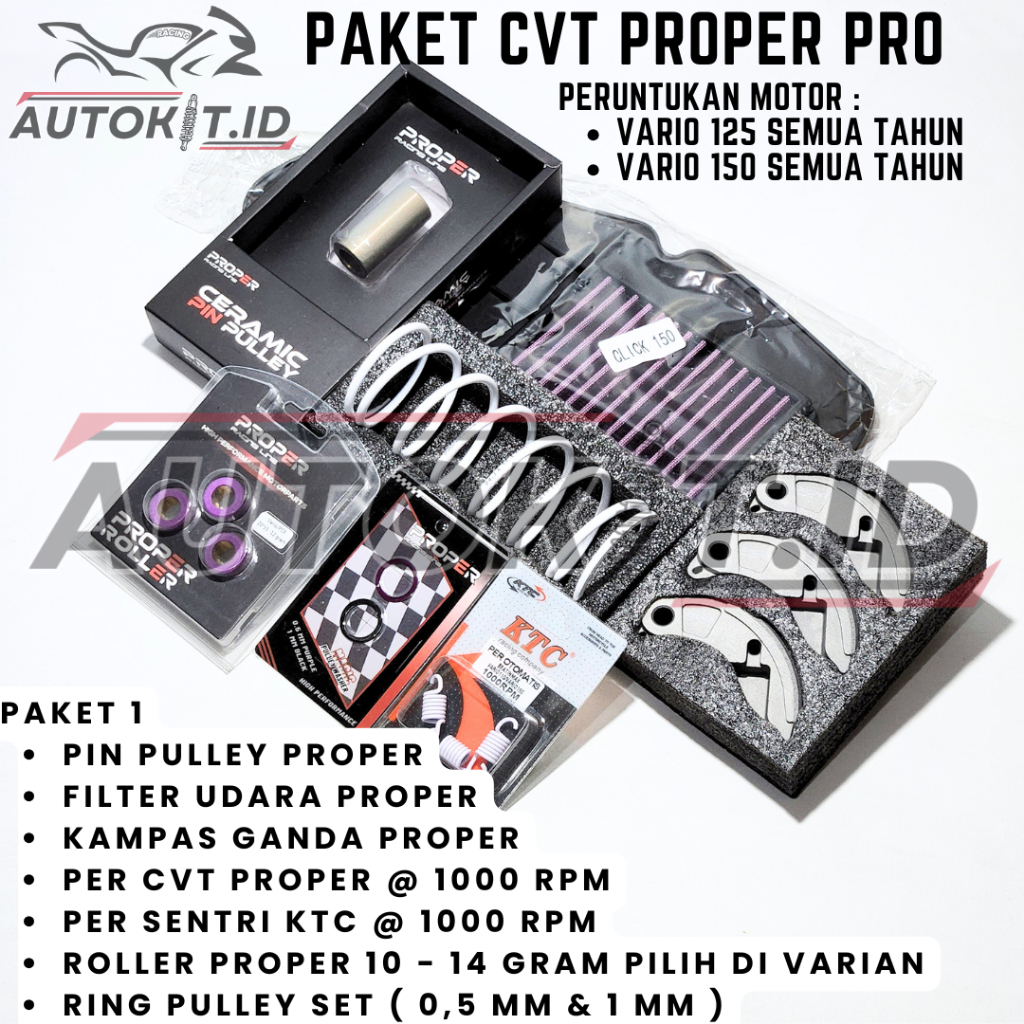 Jual PAKET PRO CVT KIRIAN PROPER RACING LINE UNTUK VARIO 125, VARIO 150 ...