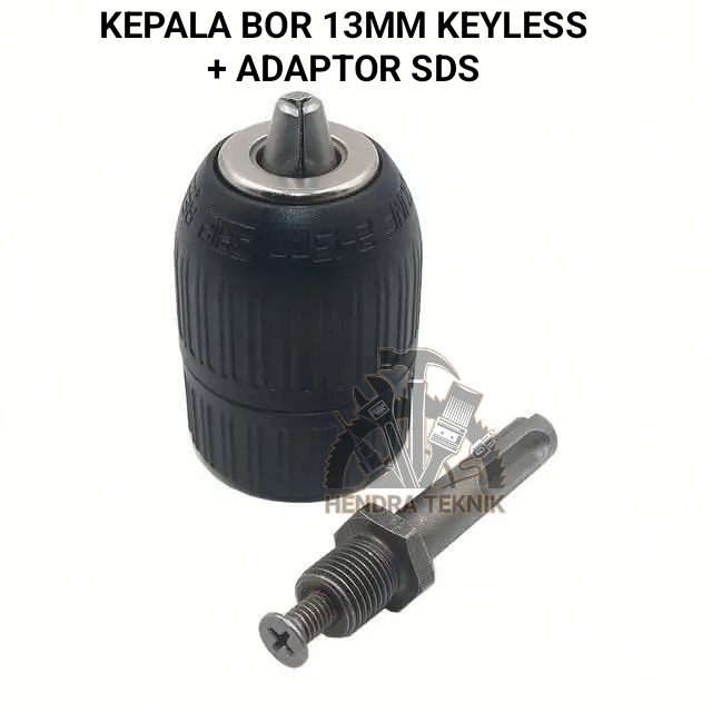 Jual KEPALA BOR 13MM + ADAPTOR SDS PLUS AKSESORIS DRILL CHUCK 13 MM SDS ...
