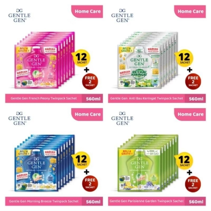 Jual sabun cuci gentle gen 1 sachet isi 12+2 pcs | Shopee Indonesia