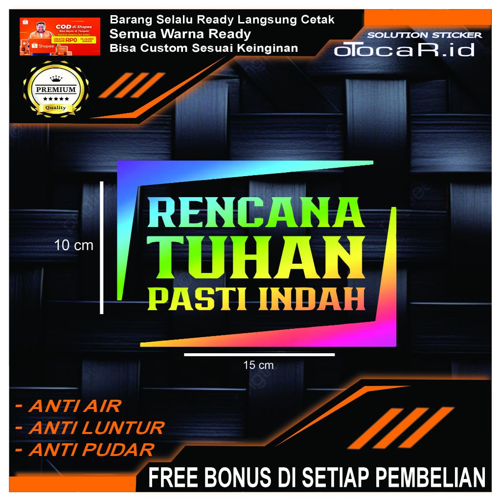 Jual Sticker Cutting RENCAN TUHAN PASTI INDAH Cocok Untuk Mobil ...