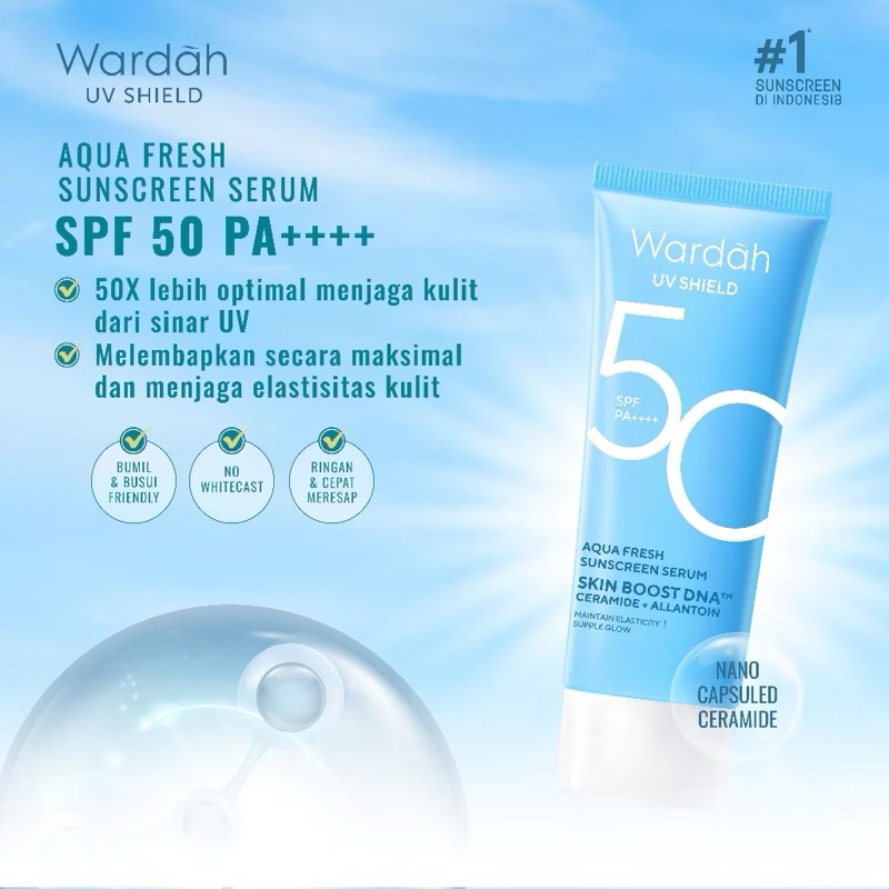Jual WARDAH Aqua Fresh Sunscreen Serum SPF 50 PA++++ BIRU 30 ML | Shopee Indonesia