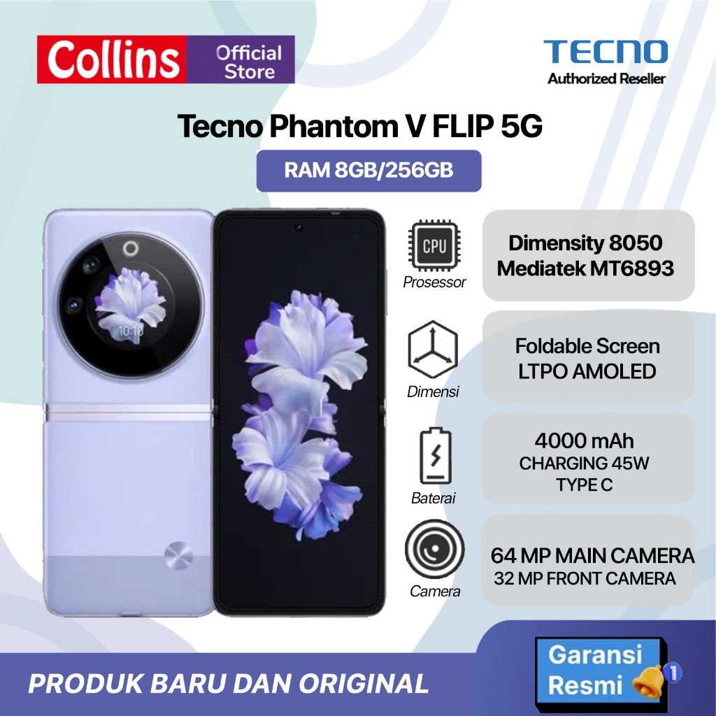 Jual TECNO PHANTOM V FLIP 5G 8GB 256GB MYSTIC DAWN | Shopee Indonesia