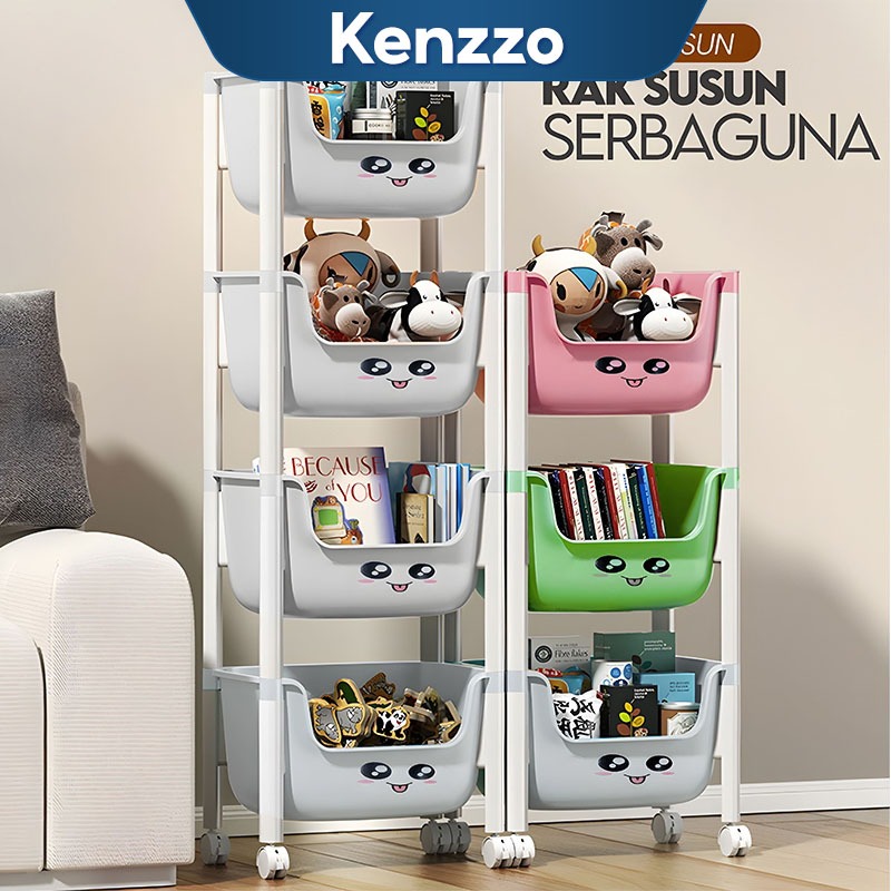 Jual Kenzzo Rak Susun Serbaguna 4 Tingkat Dengan Roda Bahan Plastik Rak ...