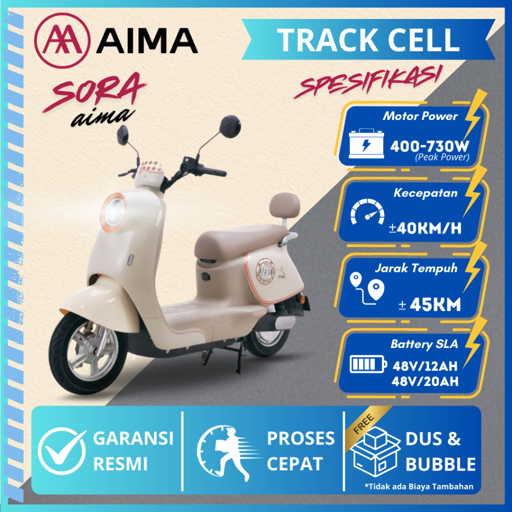 Jual Sepeda Listrik AIMA Sora 400-900W Peak Power 48v/12Ah 48v/20Ah Garansi Resmi Aima Indonesia ...