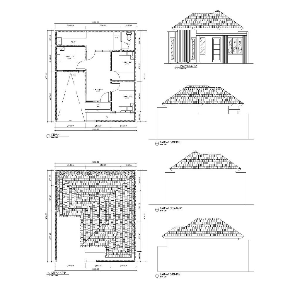 Jual Paket Murah Jasa Gambar Denah 2D Dan Tampak 4 Sisi Serta Tampak Atap Arsitektur Bangunan ...
