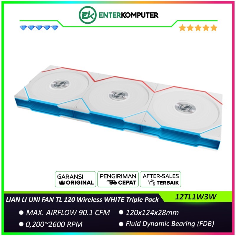 Jual LIAN LI UNI FAN TL 120 Wireless WHITE Triple Pack with Controller ...