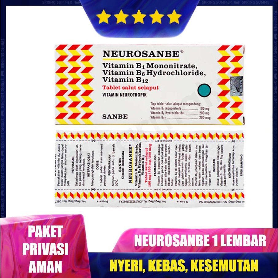 Jual Neurosanbe 10 Tablet Obat Vitamin Jaringan Safaf Untuk Pegal-Pegal ...