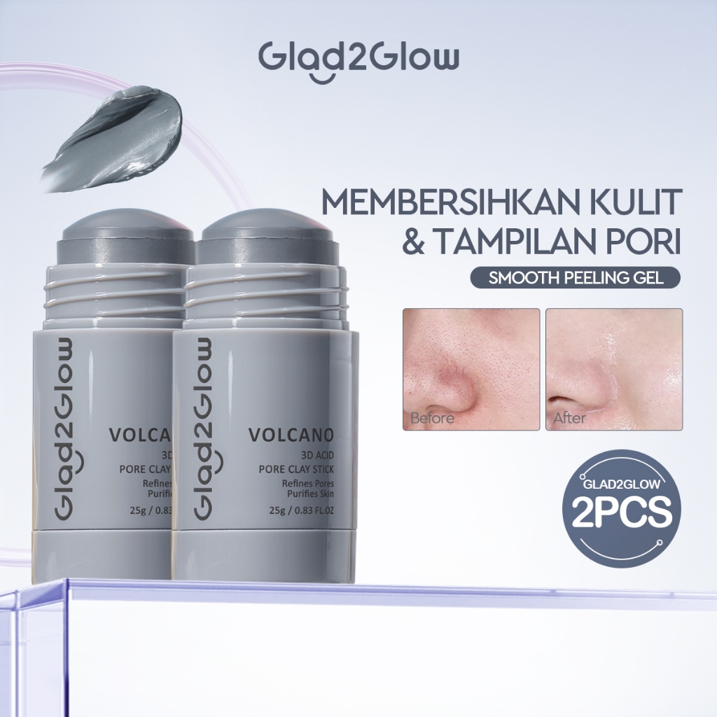 Jual Glad2Glow Volcano Clay Mask Masker Wajah Face Cleansing Stick ...