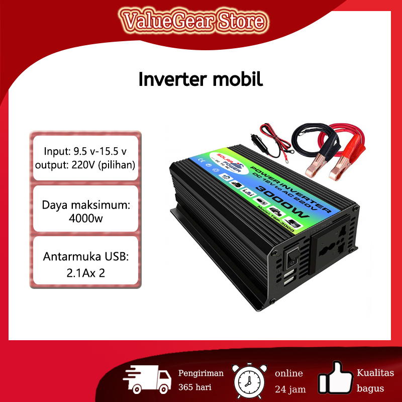 Jual Mobil Inverter Sine Wave Baru Converter 12V DC Ke 220V AC Power ...