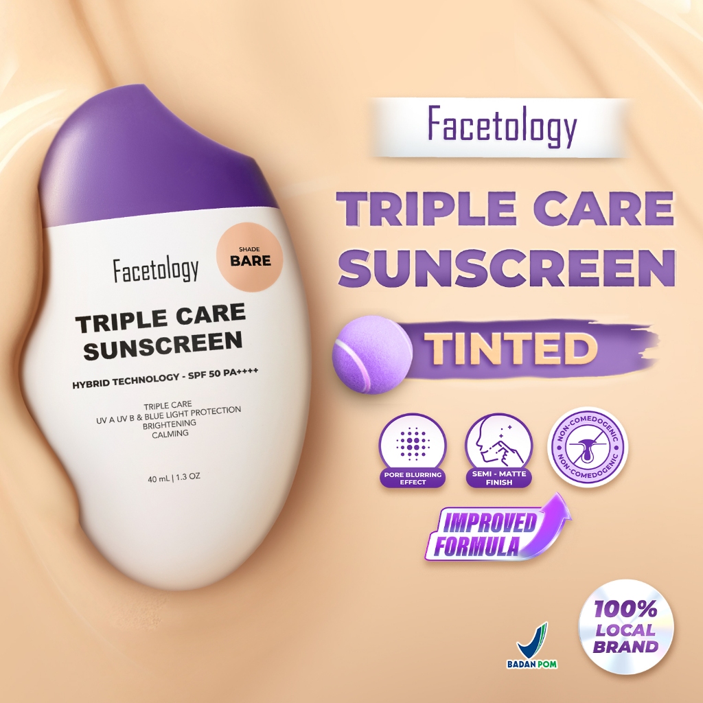 Jual Facetology Triple Care Sunscreen Tinted SPF 50 PA++++ 40ML ...