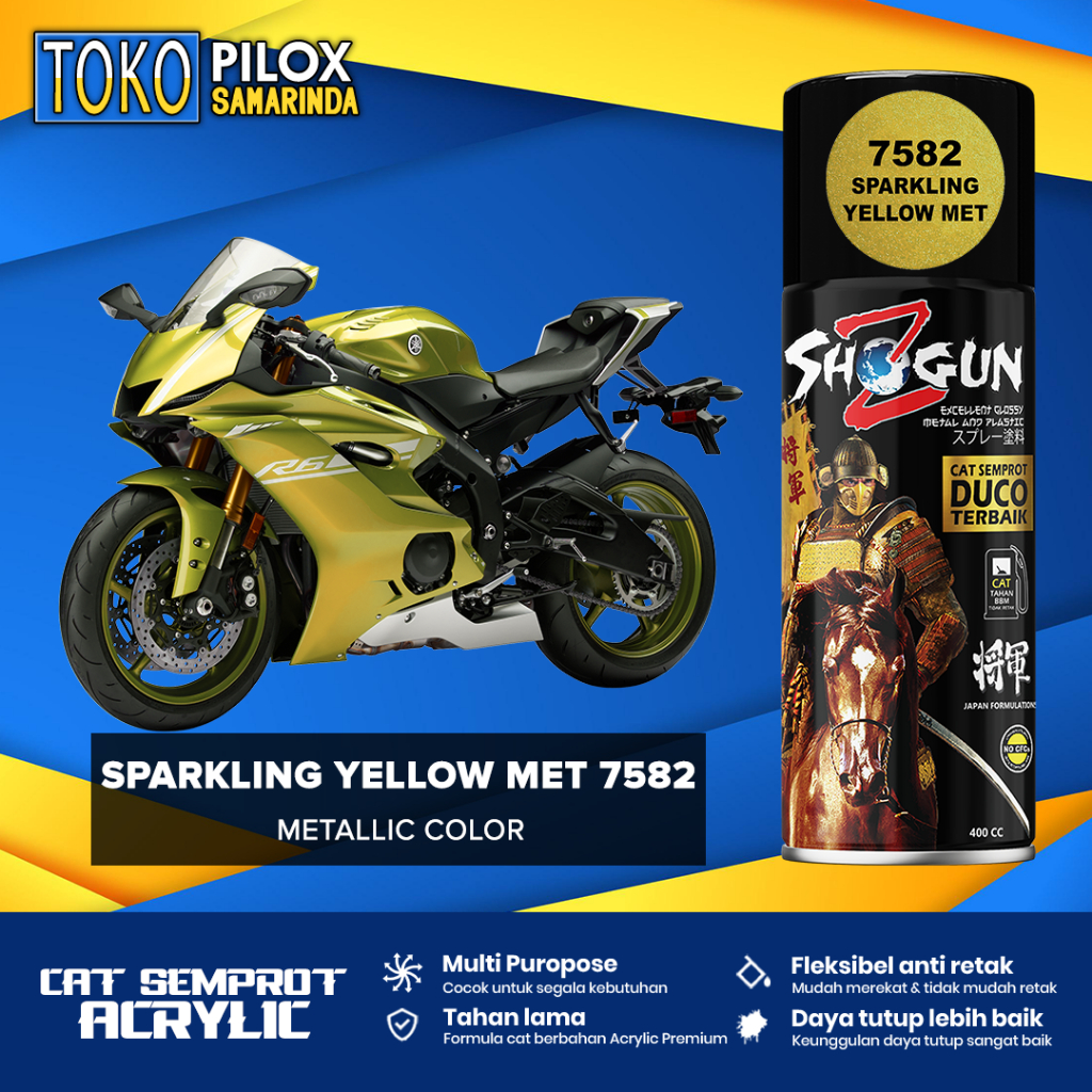 Jual Cat Semprot Pilox Sparkle Kuning Metalik - Shogun Z Duco Sparkling ...