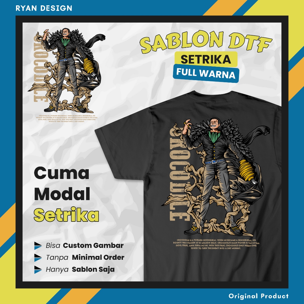 Jual Ryan Design Sablon Setrika One Piece Crocodile Digital Printing ...