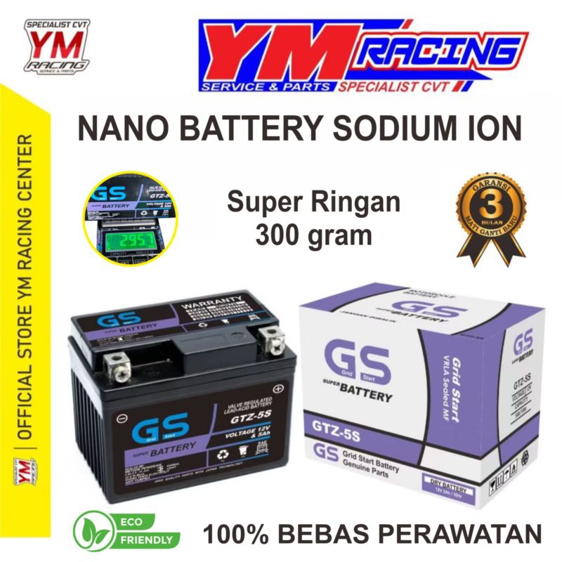 Jual AKI MIO J GTZ5S NANO BATTERY SODIUM ION GS GRID START / ACCU MIO ...