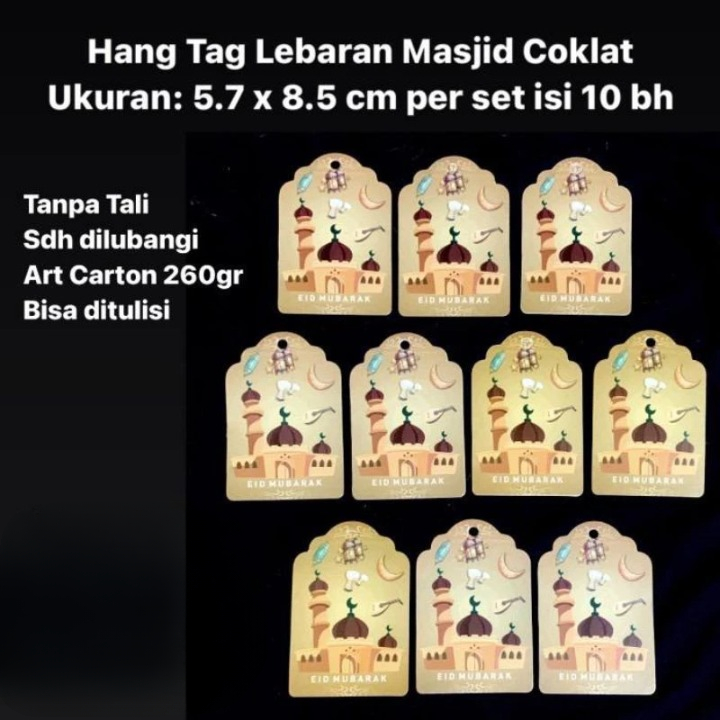Jual Hang Tag Masjid Coklat Lebaran Ucapan Eid Mubarak Ukuran 5.7x8.5 ...