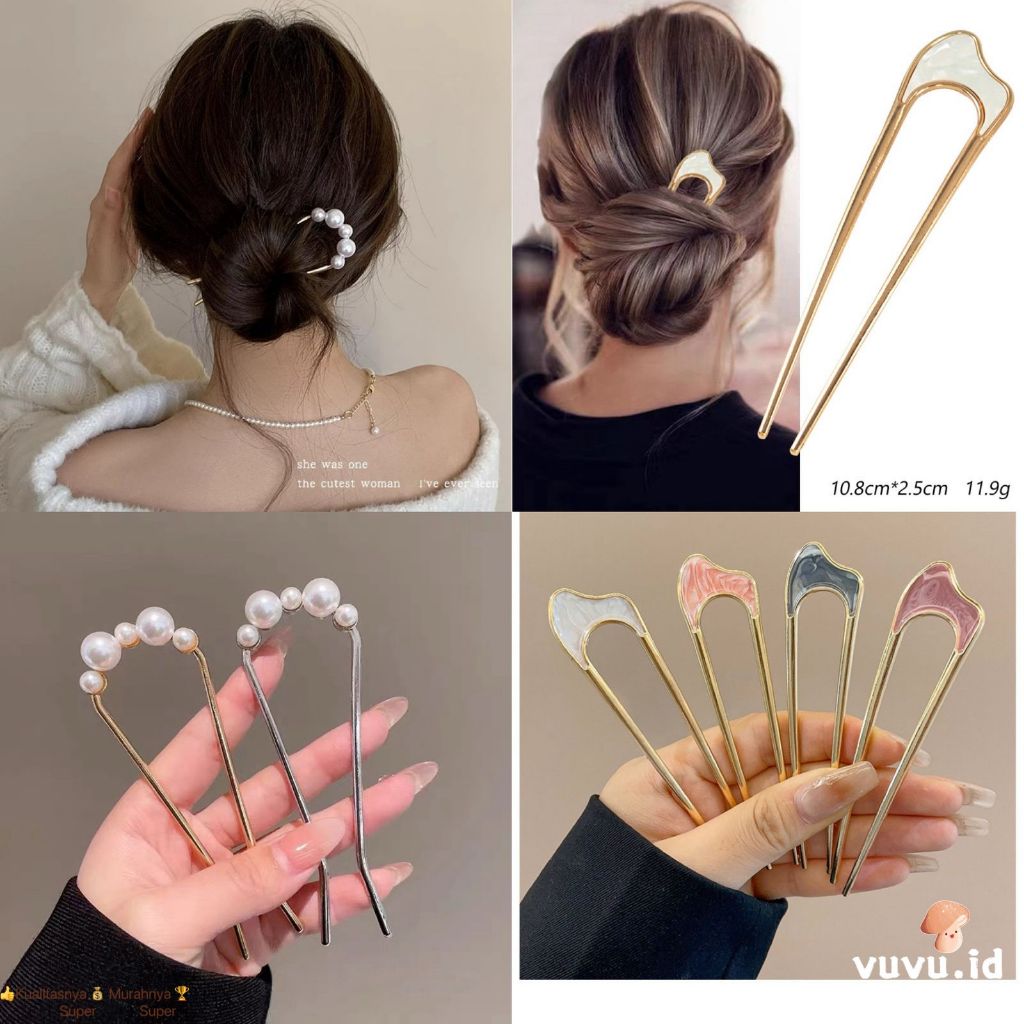 Jual Tusuk Konde Logam Mutiara Cantik Mahkota / Jepit Rambut Korea ...