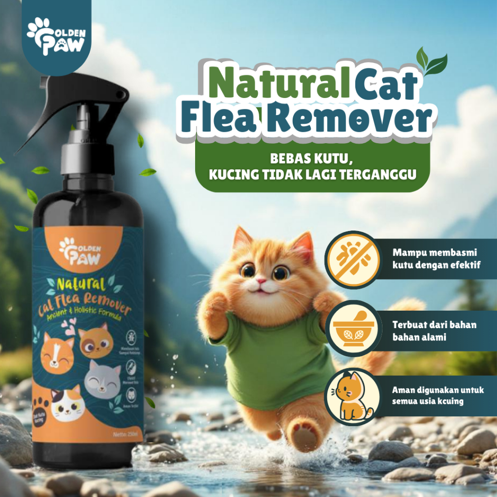 Jual Natural Cat Flea Remover by Golden Paw Obat Spray Pembasmi Kutu ...