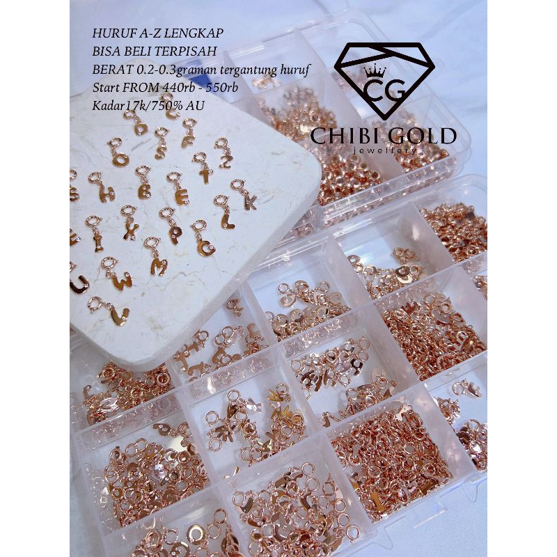 Jual CHIBI GOLD - Liontin inisial ABCD Au emas 750% 17k | Shopee Indonesia
