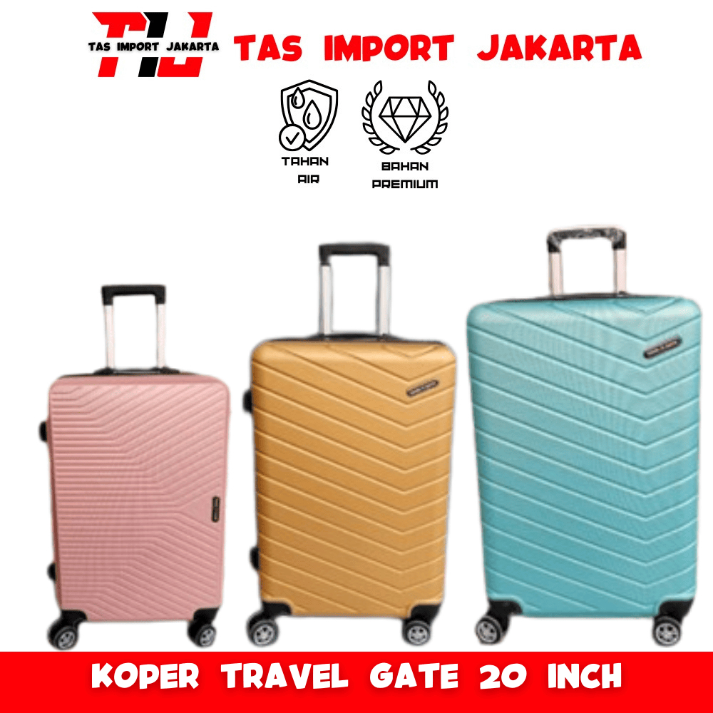 Jual TRAVEL GATE Koper Fiber 20 Inch Ukuran Kabin Pesawat Roda 4 Rotasi ...