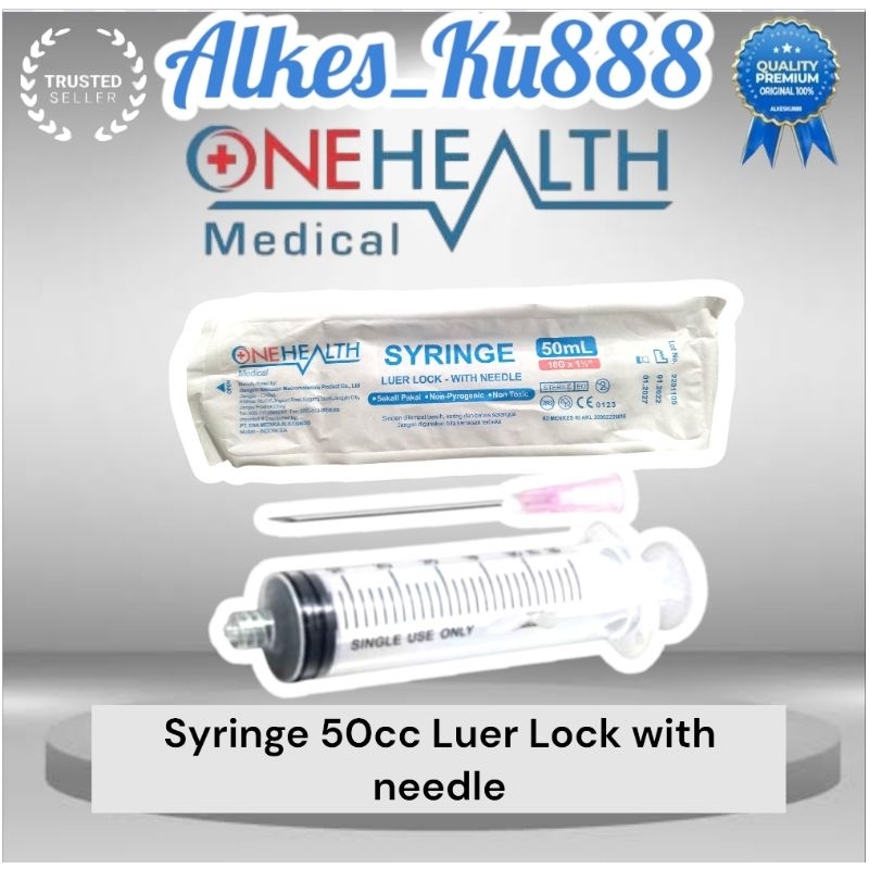 Jual SYRINGE 50CC ONEHEALTH LUER LOCK WITH NEEDLE PERPCS | Shopee Indonesia