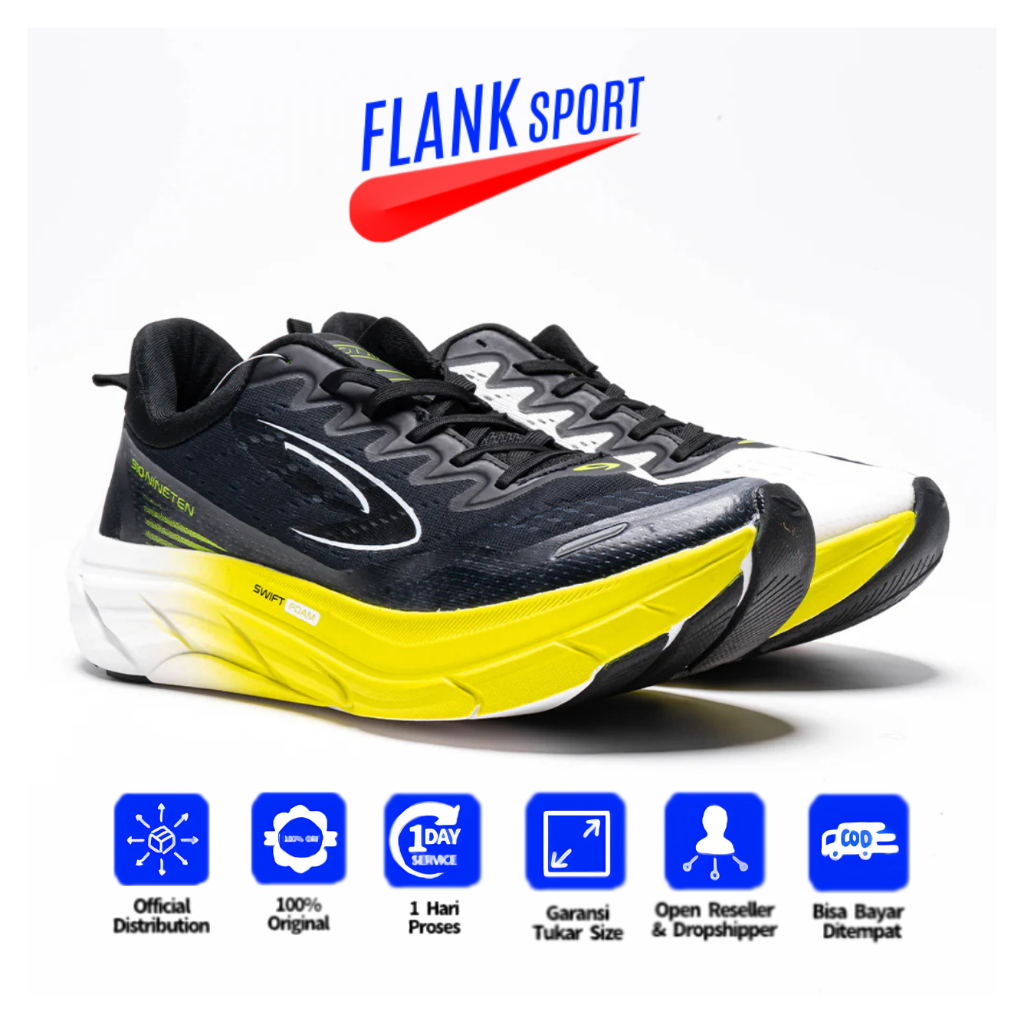 Jual Sepatu Lari 910 Nineten Takashi Run 1.5 Hitam/Putih/Kuning ...