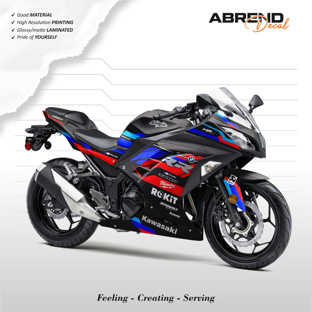 Jual STRIPING NINJA 250 FI OLD SEMI FULL BMW ROKIT TRI COLOR / STOCK ...