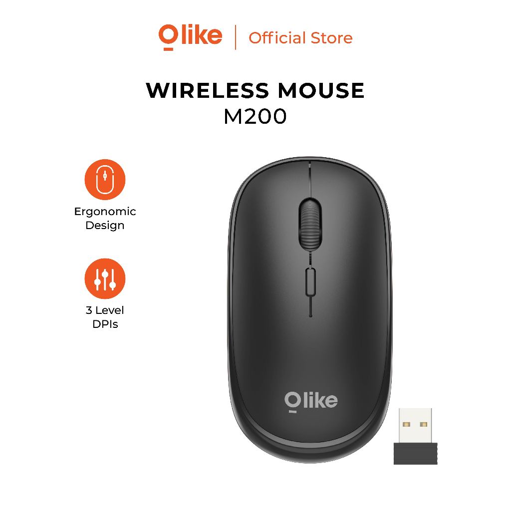 Jual Mouse Wireless 1200 DPI OLIKE M200 Wireless Mouse 2.4G | Shopee ...