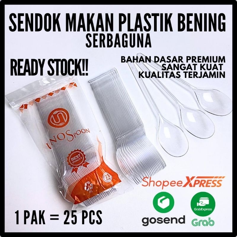 Jual (25 Pcs) Sendok Makan Bening UNO Isi 25 Pcs Kuat Tebal Foodgrade ...