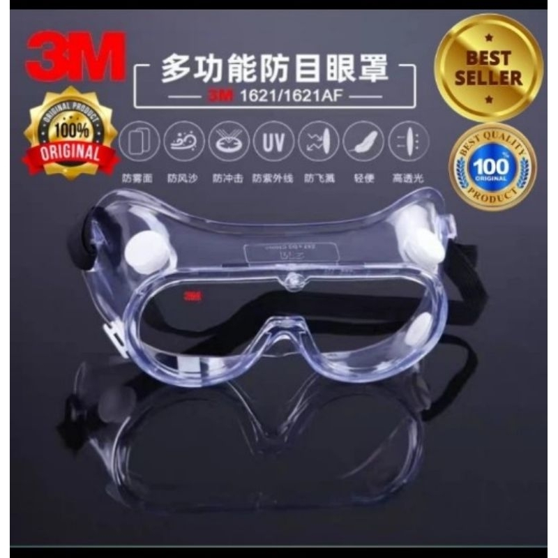 Jual kacamata safety 3M 1621 safety goggles kacamata laboratorium dan anti debu original ...