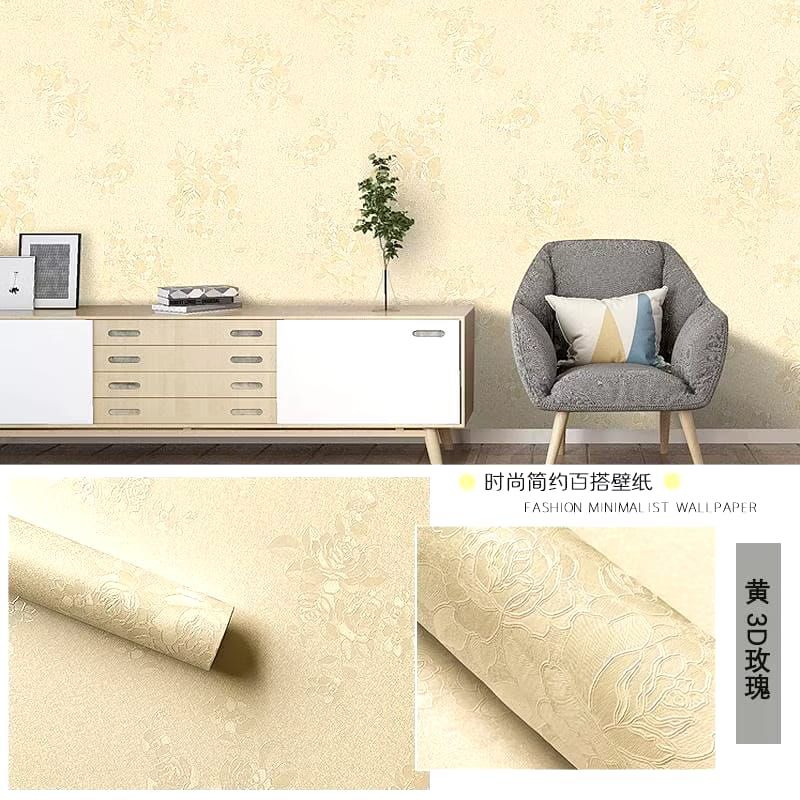Jual Wallpaper Dinding Motif Emboss Bunga Kuning [ M2M MALL ] Wallpaper ...