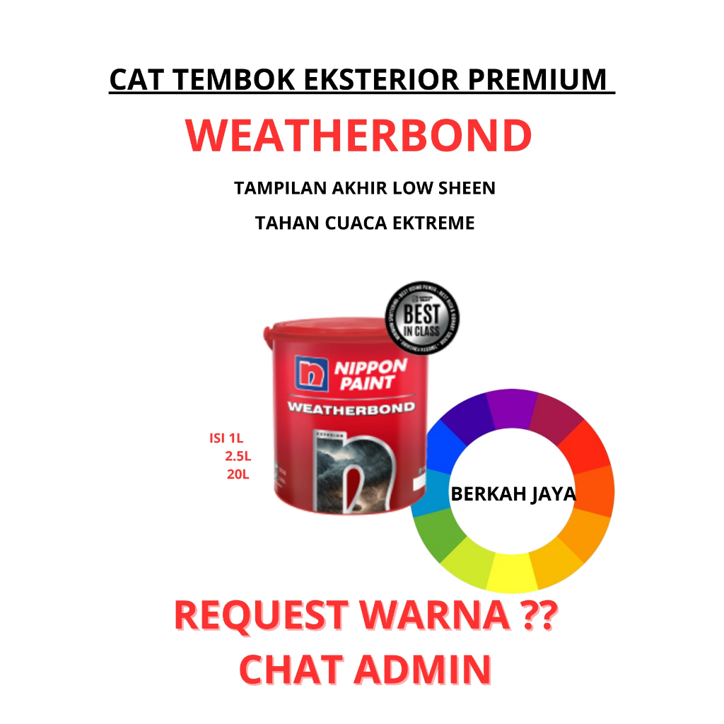 Jual Nippon Paint Weatherbond Cat Tembok Eksterior Premium 2.5L Warna ...