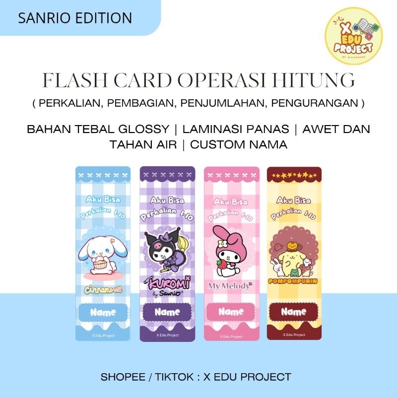 Jual NEW DESAIN FLASH CARD PERKALIAN KARAKTER LUCU KARTUN KUROMI MY ...