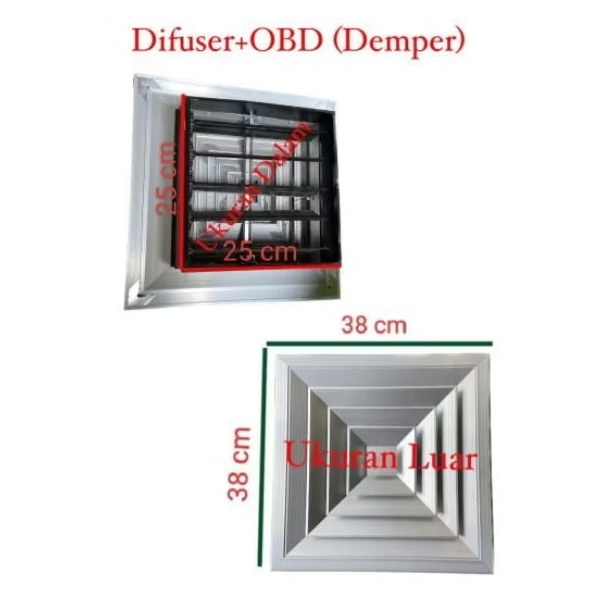 Jual Difuser grill Ac ducting 25x25cm Ukr dalam +Demper (Natural ...
