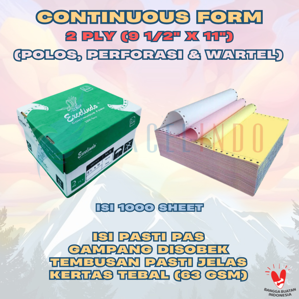 Jual Kertas Continuous Form 2 ply NCR 9 1/2x11 Ukuran FULL/PERFORASI ...