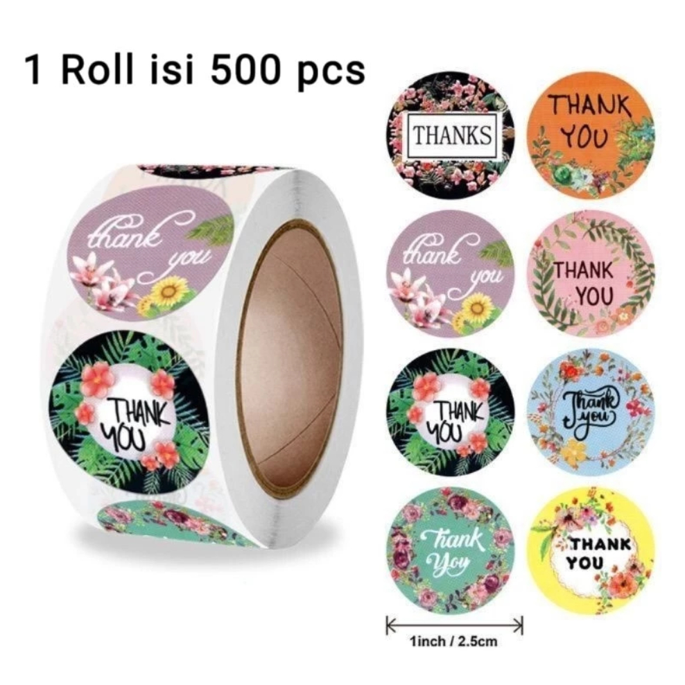 Jual Sticker Terimakasih 1 Roll Isi 500 / Sticker Label Thank You 500 ...